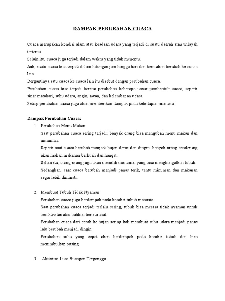 Dampak Perubahan Cuaca | PDF