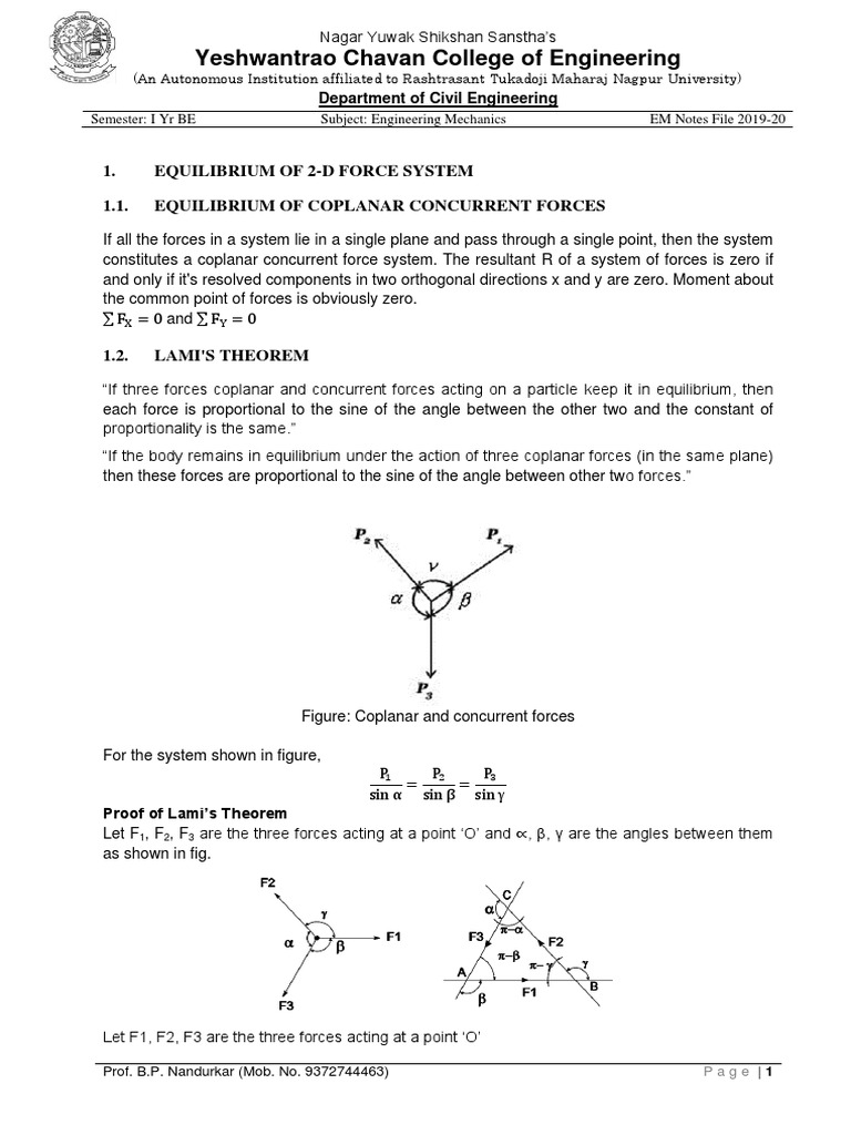 Equilibrium of 2d Force System 20-21-1 | PDF | Force | Sphere