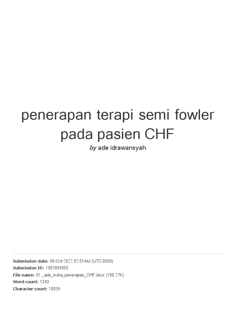 Penerapan Terapi Semi Fowler Pada Pasien CHF: by Ade Idrawansyah | PDF