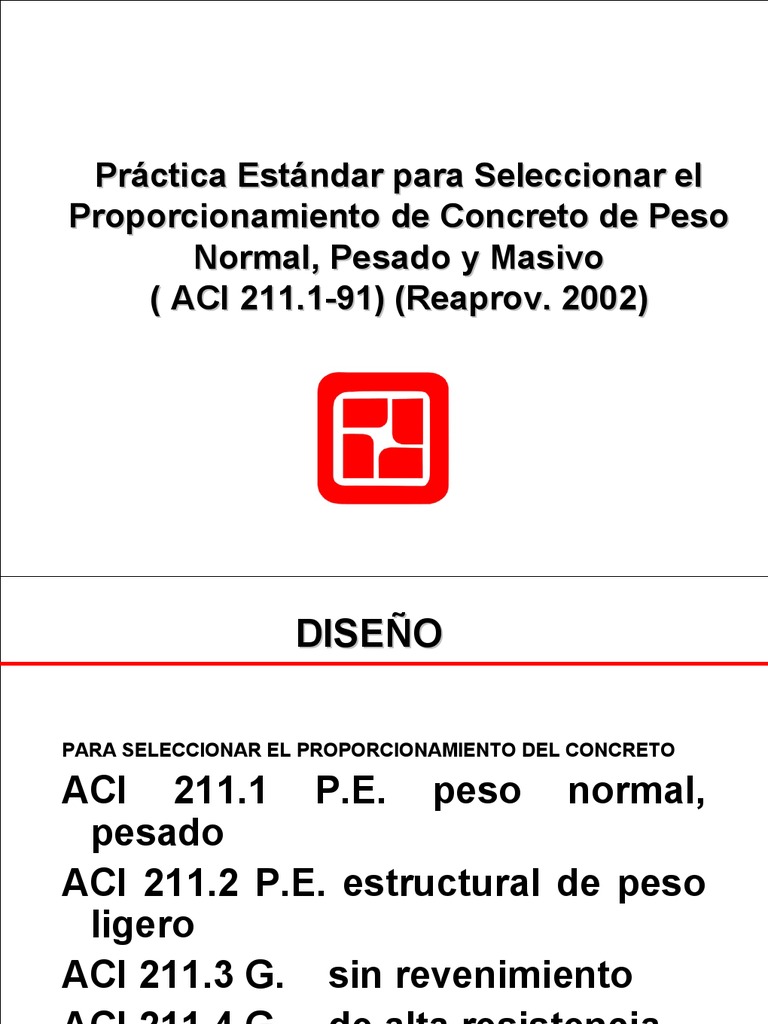 ACI 211.1-91 Procedimientos para dosificar concreto de peso normal ...