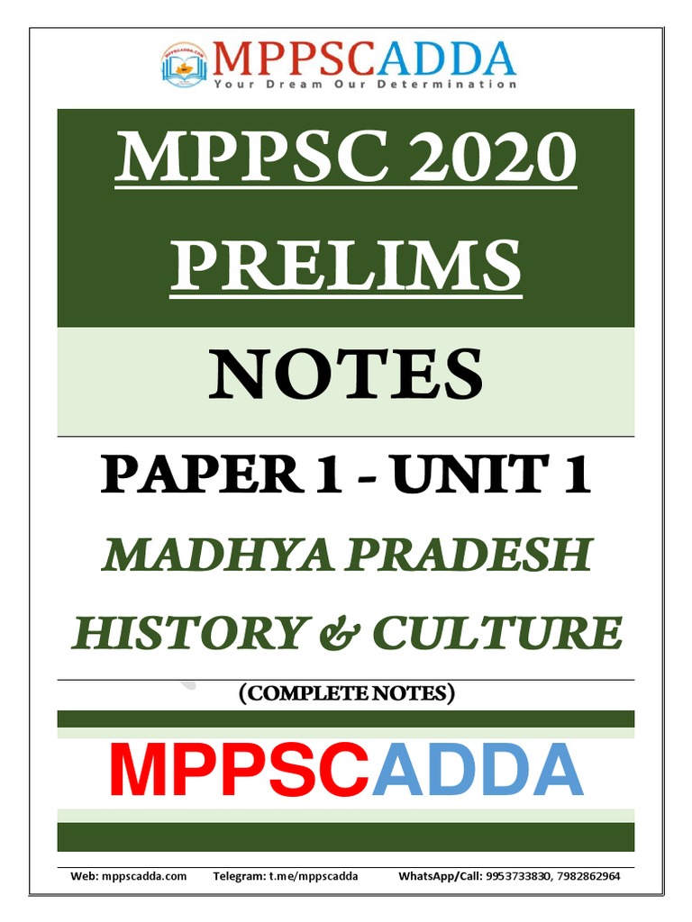 Madhya Pradesh History & Culture Notes | PDF | Social Science | History
