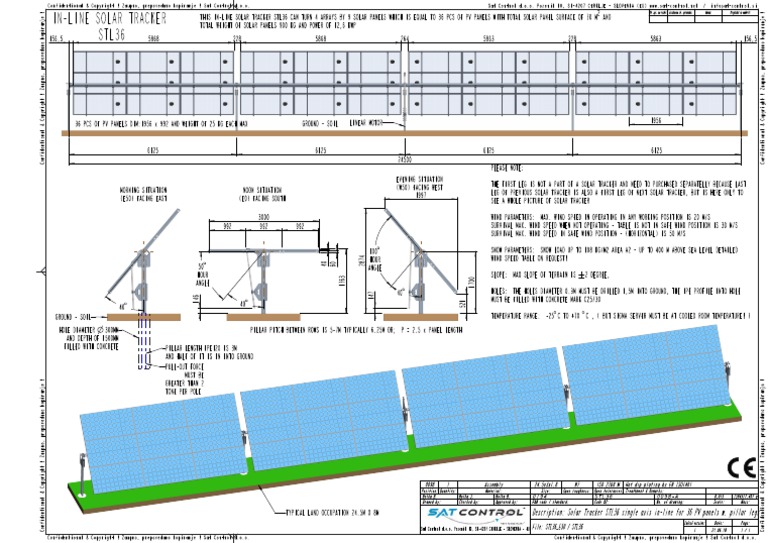 Single Axis Tracker Sat Control STL36 Solar Tracker Drawings | PDF ...