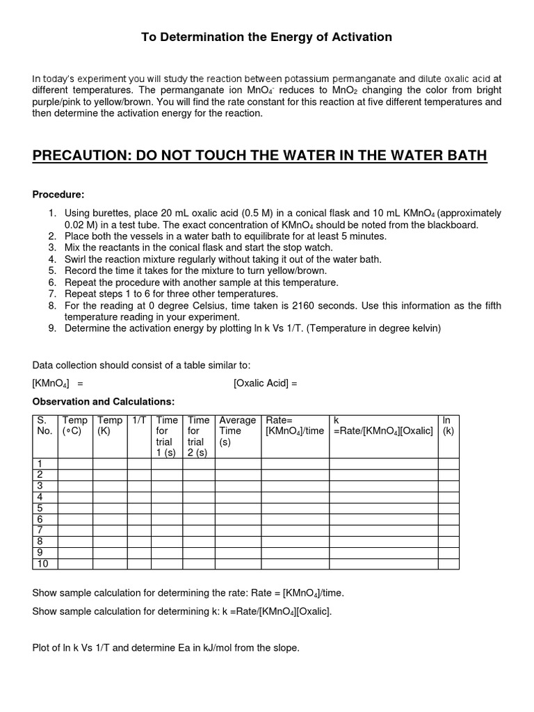 Activation Energy | PDF