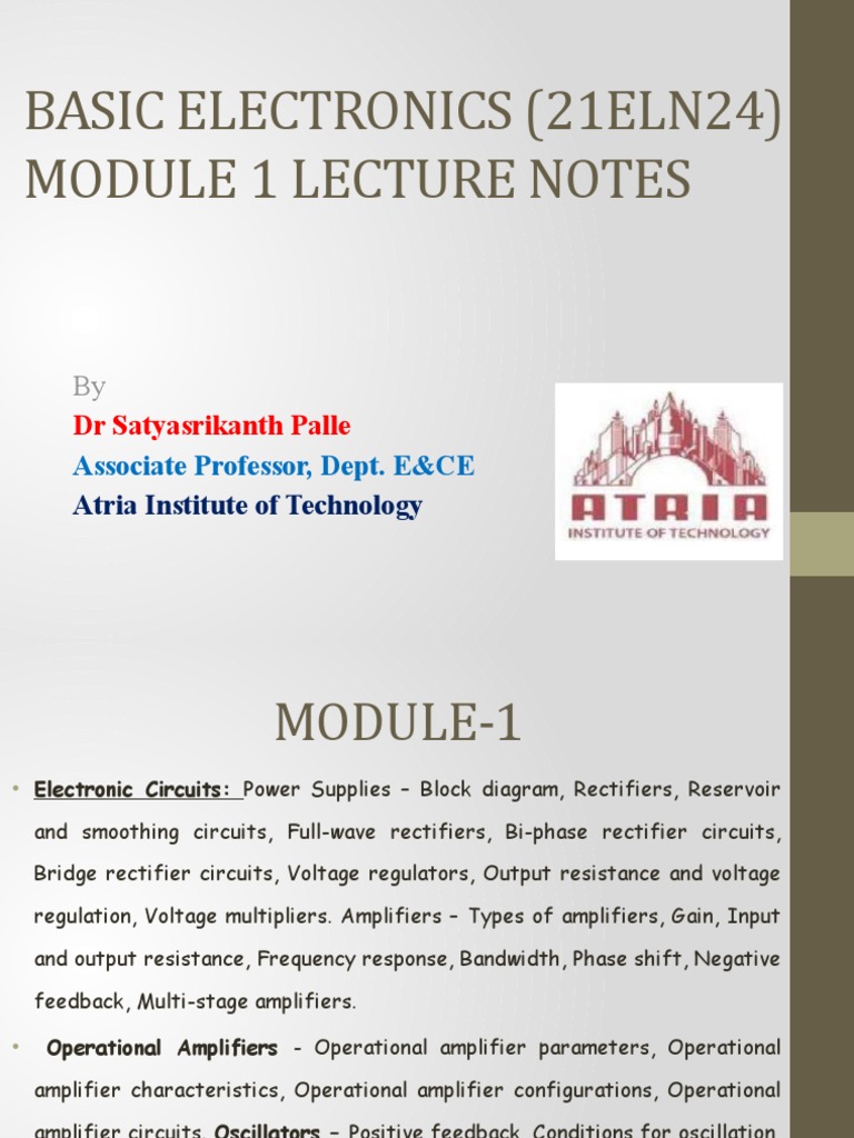 Updated - BASIC ELECTRONICS - 21ELN24 - Module1 | PDF