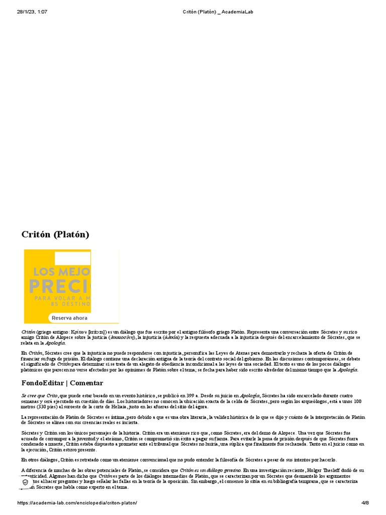 Critón Información AcademiaLab | PDF | Sócrates | Platón