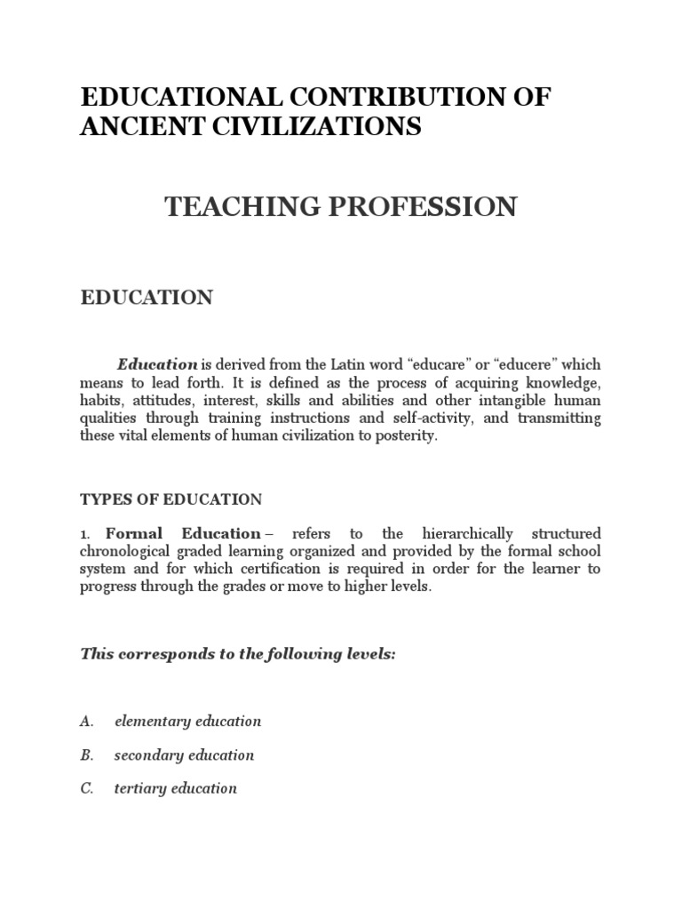 Educational Contribution of Ancient Civilizations | PDF | Roman Empire ...