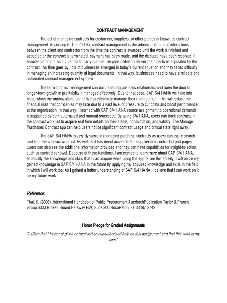 Effective Contract Management with SAP | PDF | Business | Economies