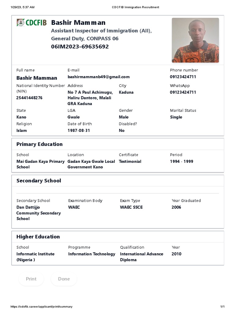 CDCFIB Immigration Recruitment B | PDF