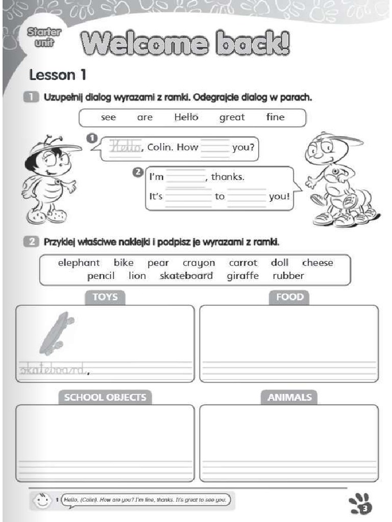 Bugs Team 2 Workbook Starter Unit | PDF