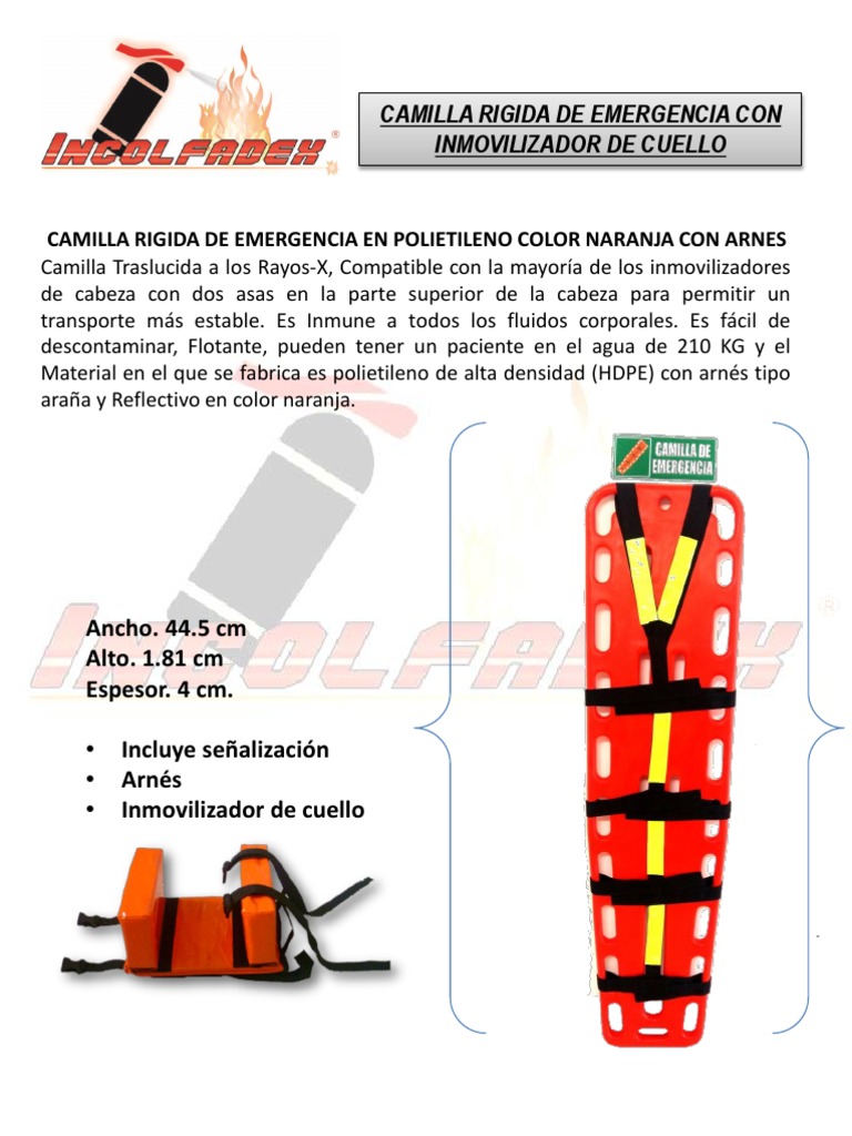 Camilla Rigida de Emergencia e Inmovilizador | PDF