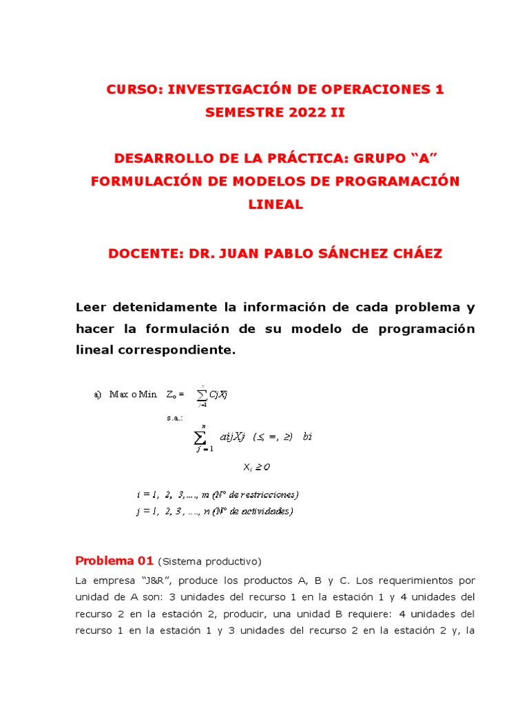 1 Grupo A Desarrollo de La Práctica INVOPE I | PDF | Programación lineal | Fertilizante