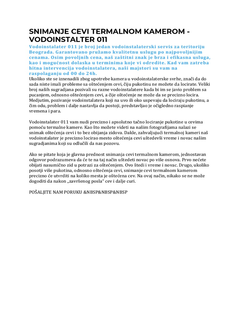 Snimanje Cevi Termalnom Kamerom | PDF