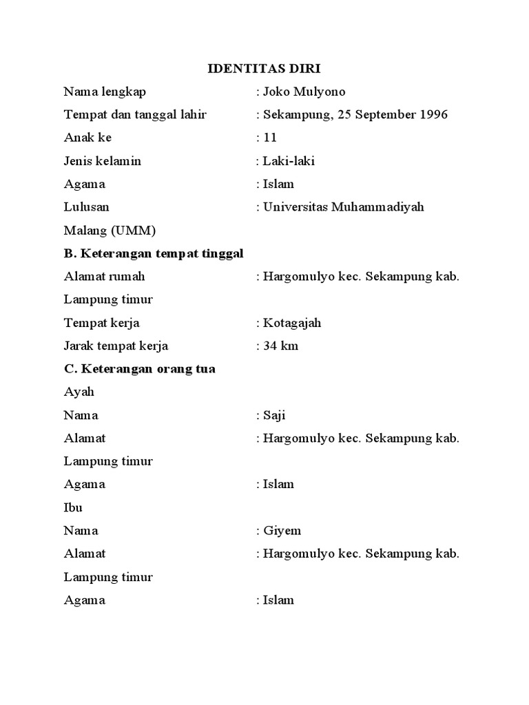 Identitas Diri | PDF