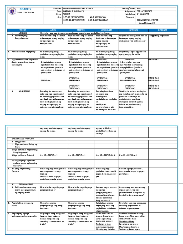 DLL G5 Q1 Week 3-Epp-Melc | PDF