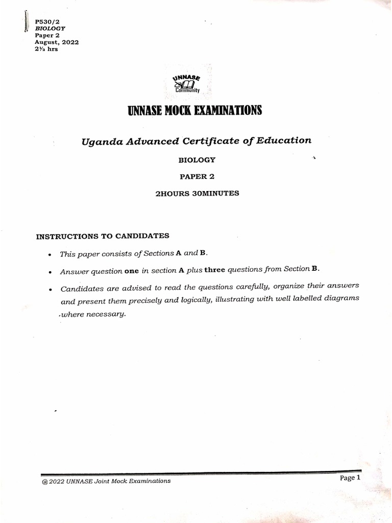 Unnase Uace Bio P2 2022 @BK Joshua | PDF
