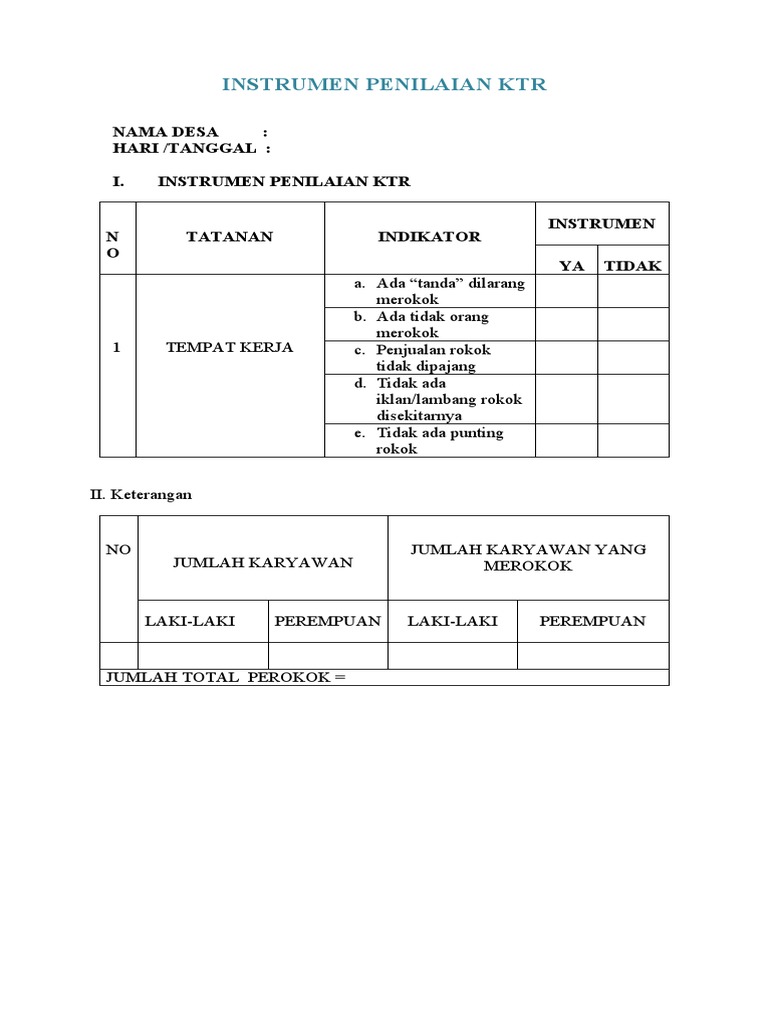 Instrumen Penilaian KTR | PDF