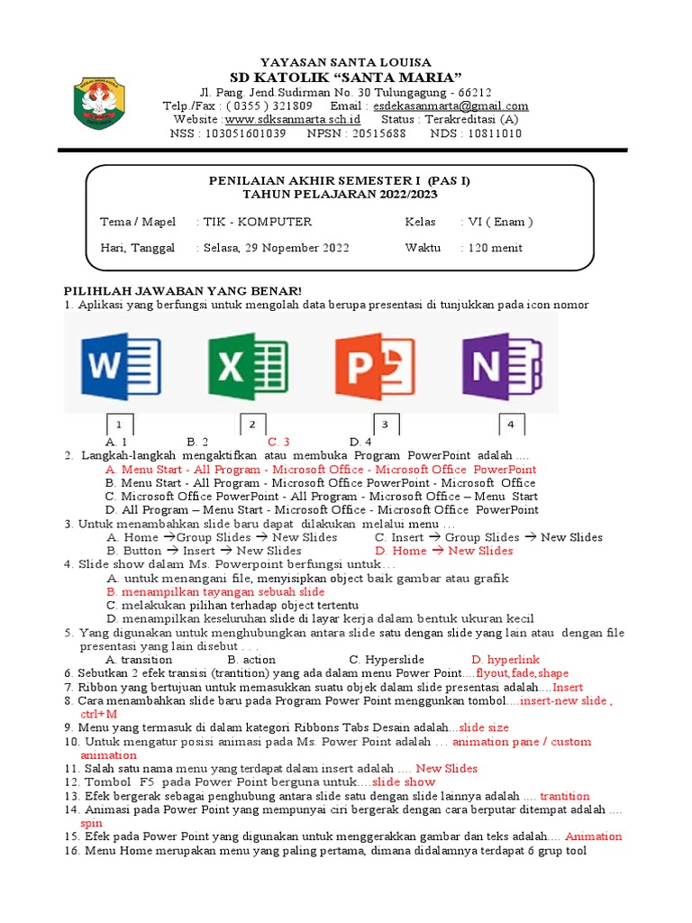 Pas 1 Tik Kelas 6 - Soal Edit Muji | PDF