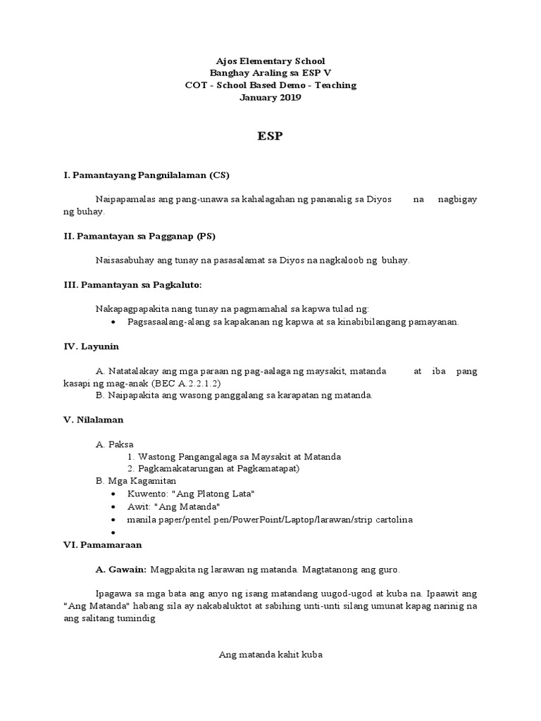 Cot Esp gr5 q4 | PDF