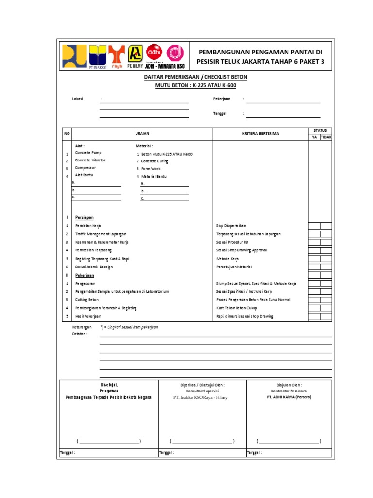 Cheklis Pengecoran | PDF