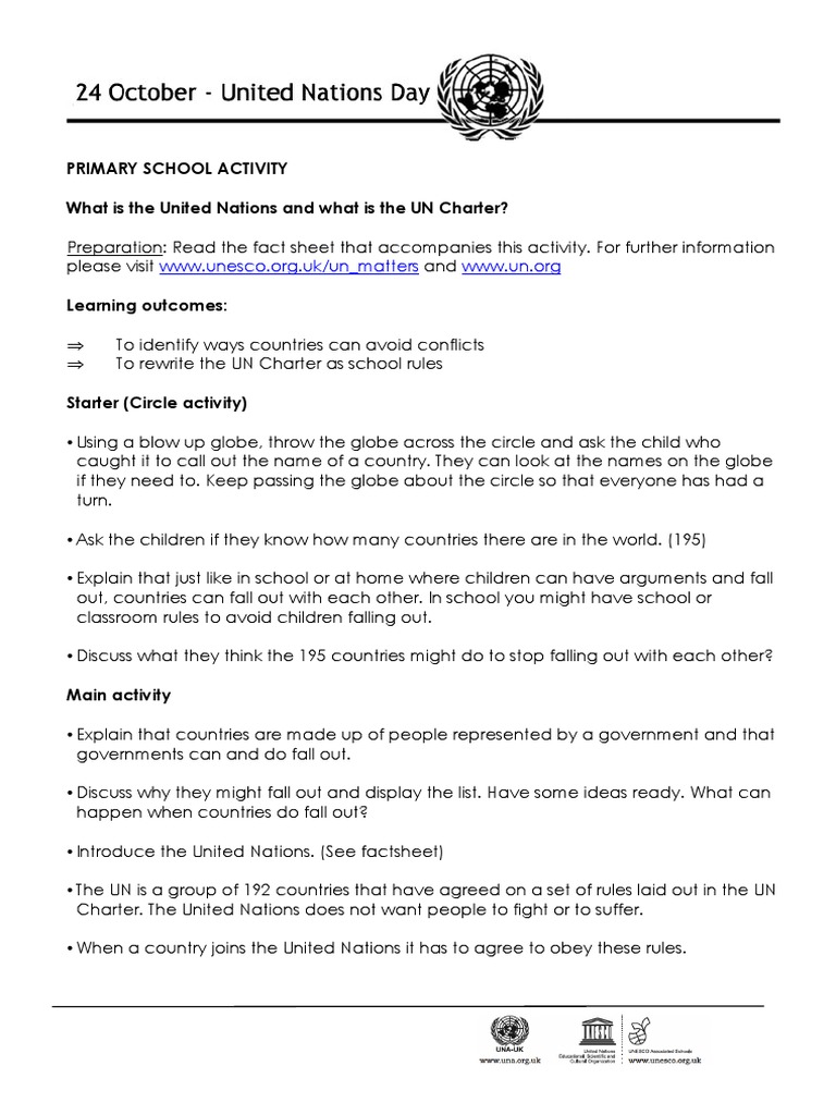 UN Day Activities for Primary Students | PDF | United Nations ...