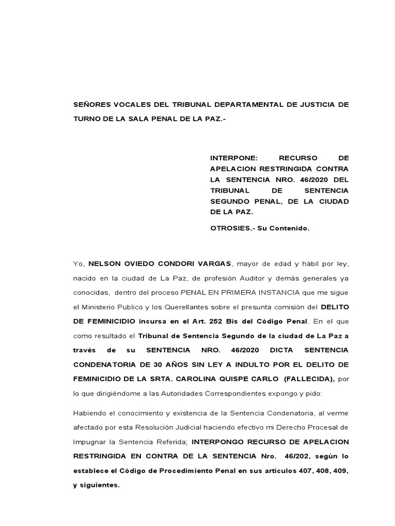 Apelacion Restringida | PDF | Sentencia (ley) | Apelación