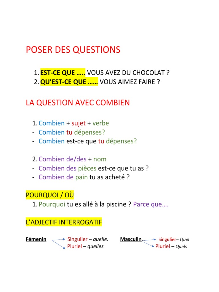 Poser des Questions en Français | PDF