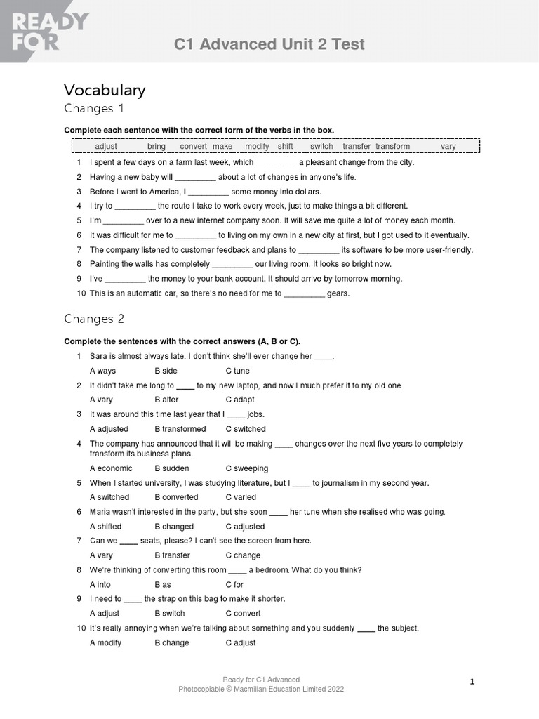 RfC1A TG Unit 2 Test | PDF