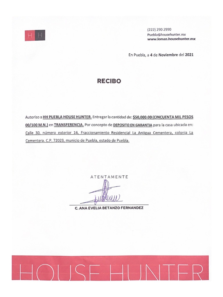 Recibo de Devolucion de Apartado | PDF