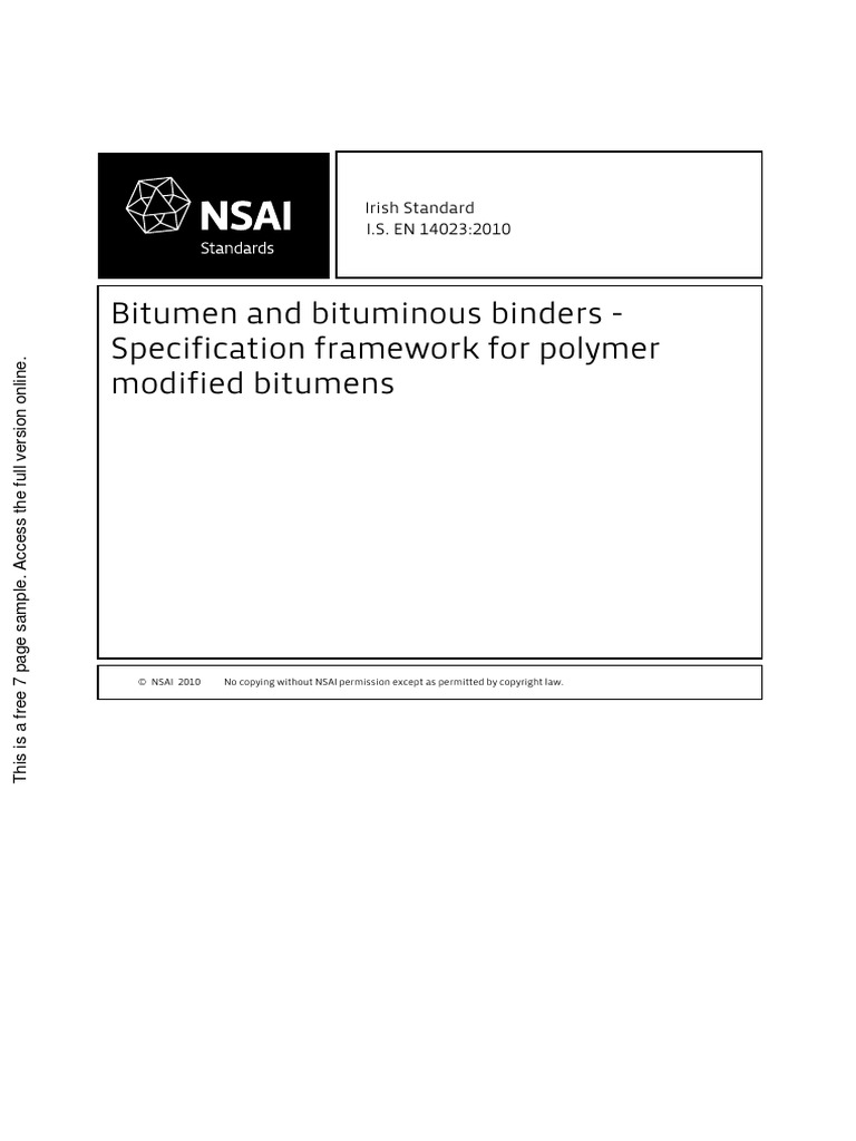 Bitumen and Bituminous Binders-Specification Framework For Polymer ... Bitumen and Bituminous Binders-Specification Framework For Polymer ...