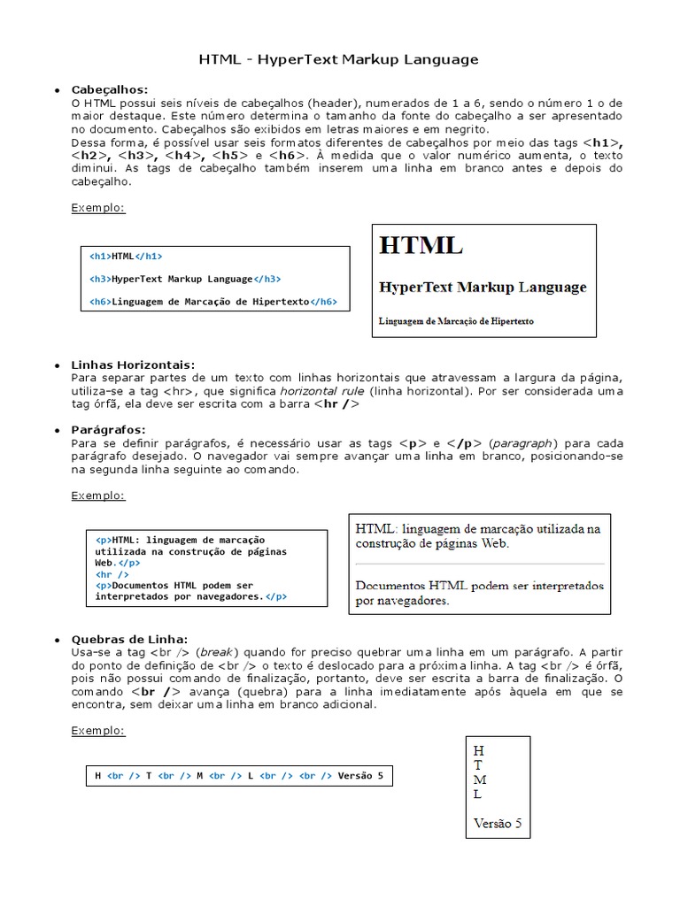 HTML Teoria | PDF | Html | Rede mundial de computadores