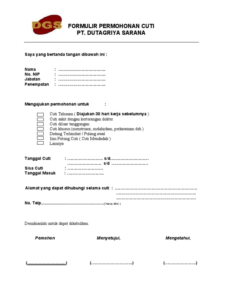 Formulir Cuti Karyawan | PDF