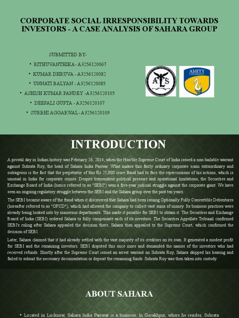 FMR Group Presentation On Sahara Scam | PDF | Bonds (Finance ...