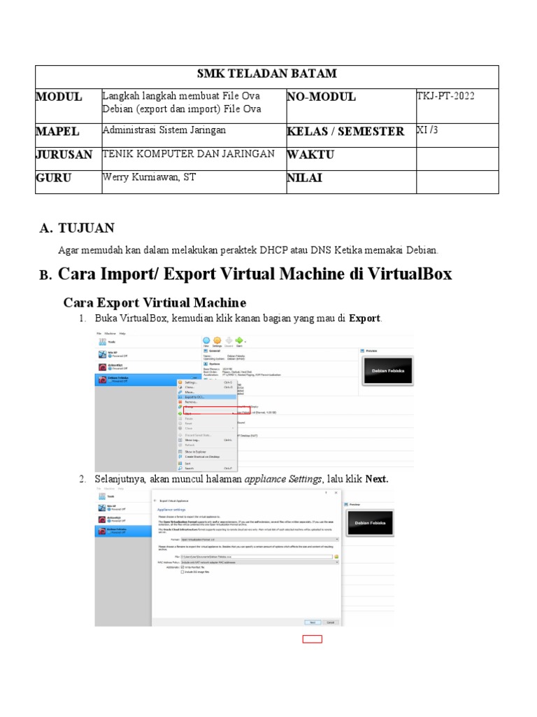 Cara Export dan Import Virtual Machine di VirtualBox | PDF