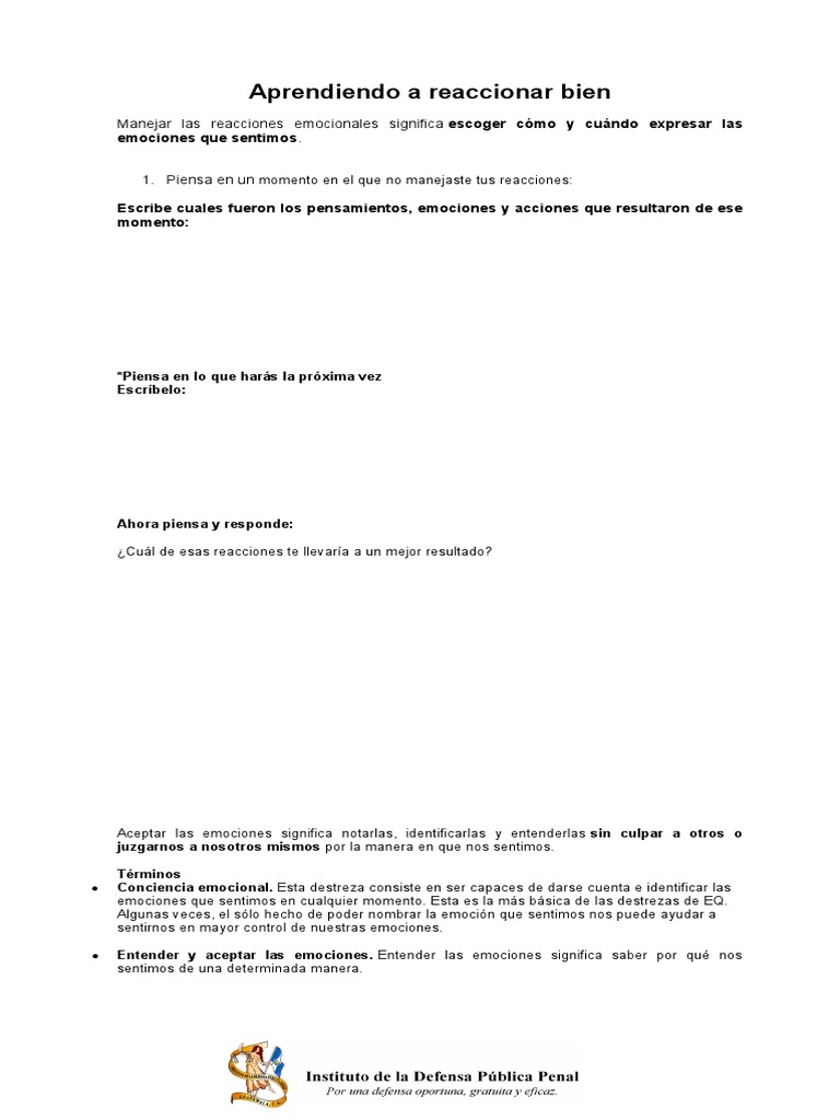 Aprendiendo A Reaccionar Bien | PDF