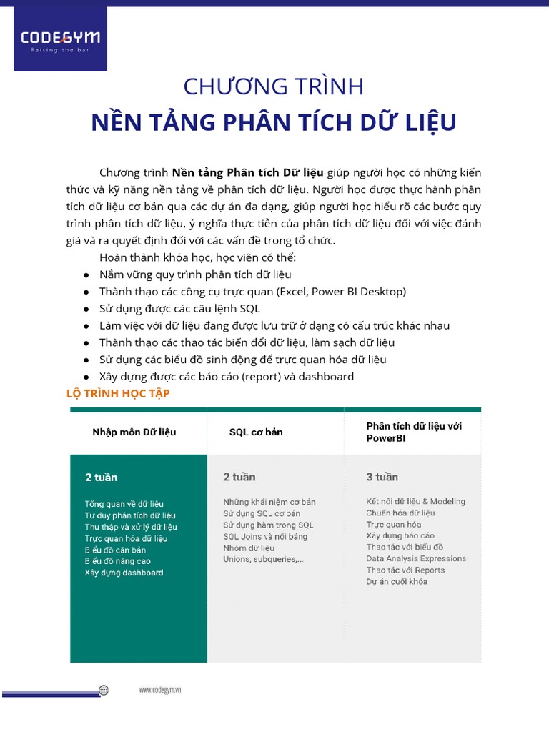 (DA1) Chương trình Nền tảng phân tích dữ liệu | PDF