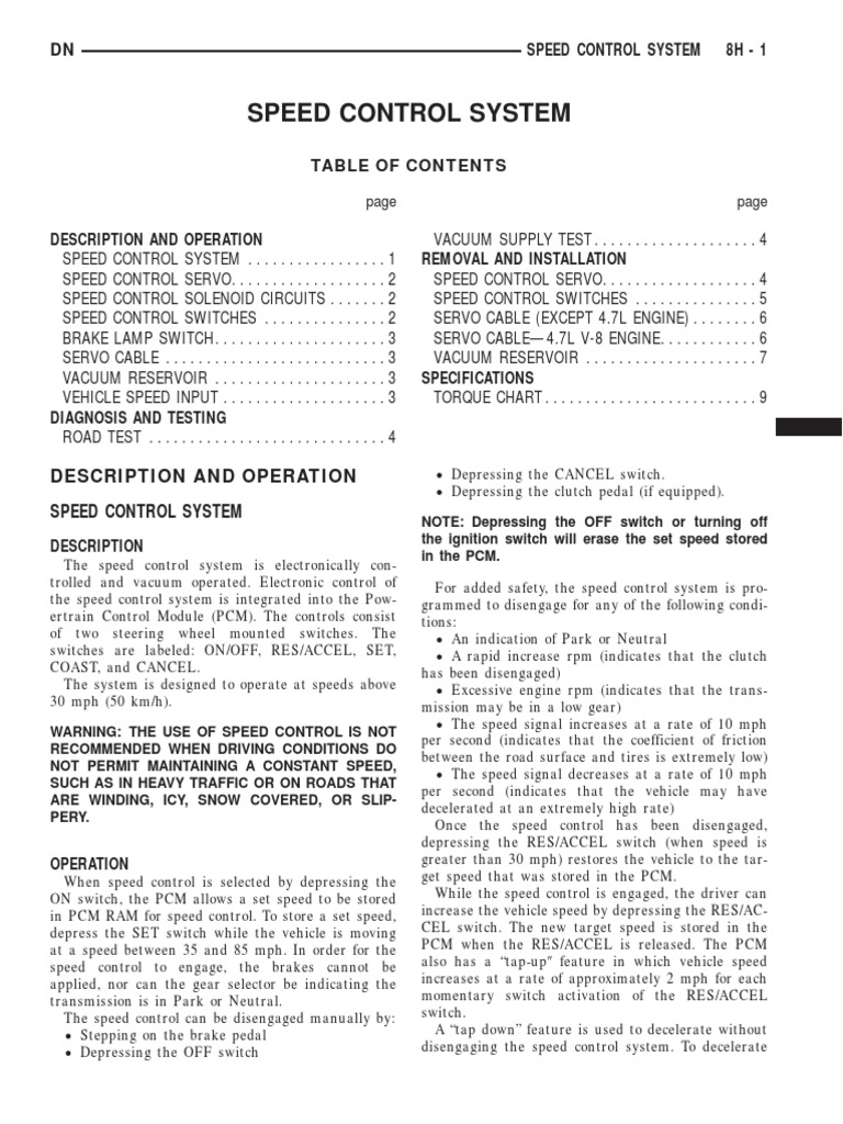 08H - Speed Control System | PDF | Throttle | Brake
