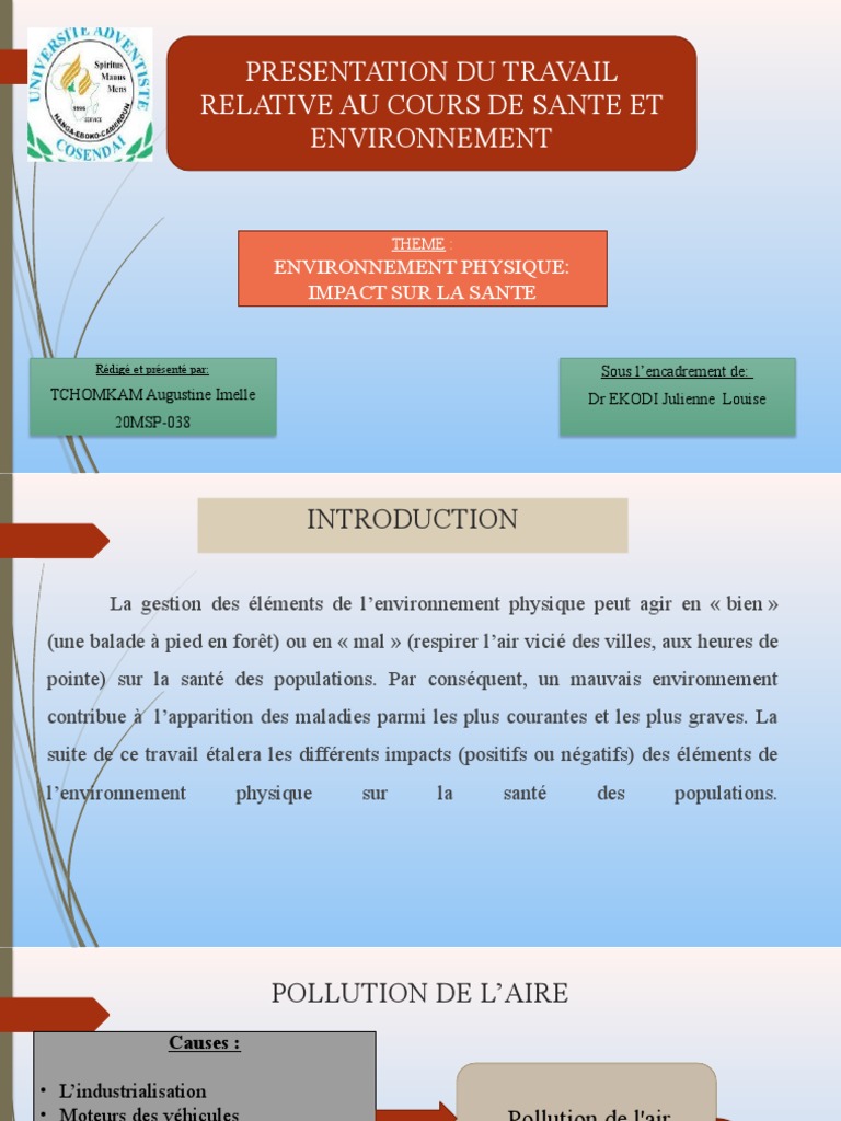 Powerpoint Santé Et Environnement | PDF | Pollution de l'air ...
