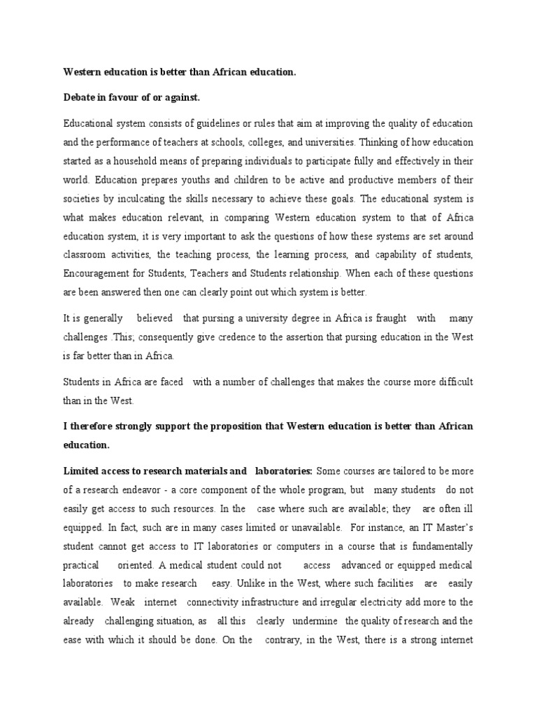 Western Education Is Better Than African education-SBK | PDF | Teachers | Learning