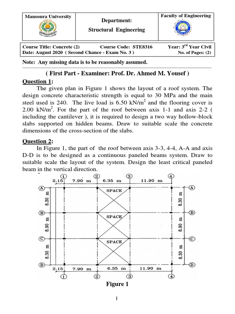 (First Part - Examiner: Prof. Dr. Ahmed M. Yousef) : Department: Structural Engineering | PDF