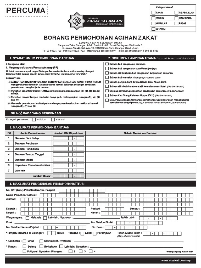 Borang Permohonan Agihan Zakat | PDF