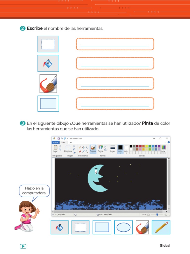 Actividades y herramientas de Paint para niños | PDF