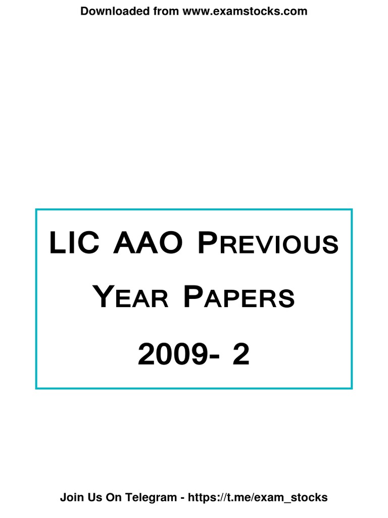 LIC AAO Question Paper 2009 PDF 2 @exam - Stocks | PDF | Odds | Circle