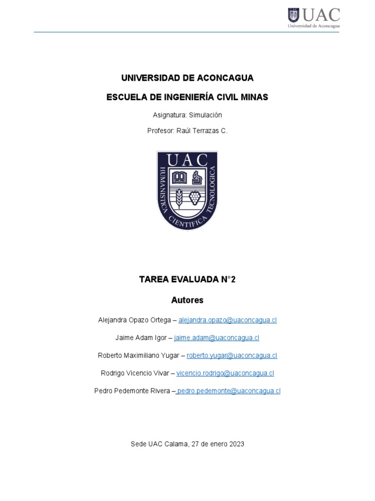 Tarea Evaluada N°2 (Simulación) - v1 | PDF | Muestreo (Estadísticas) | Método científico