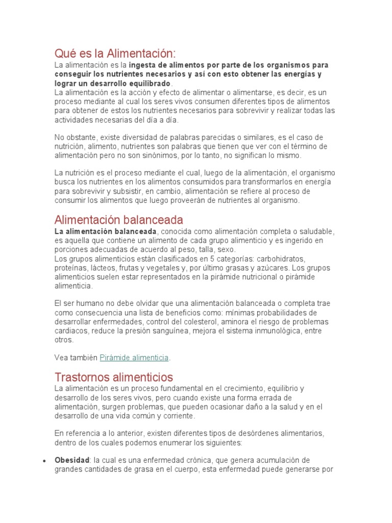 Qué Es La Alimentación | PDF | Comiendo | Alimentos