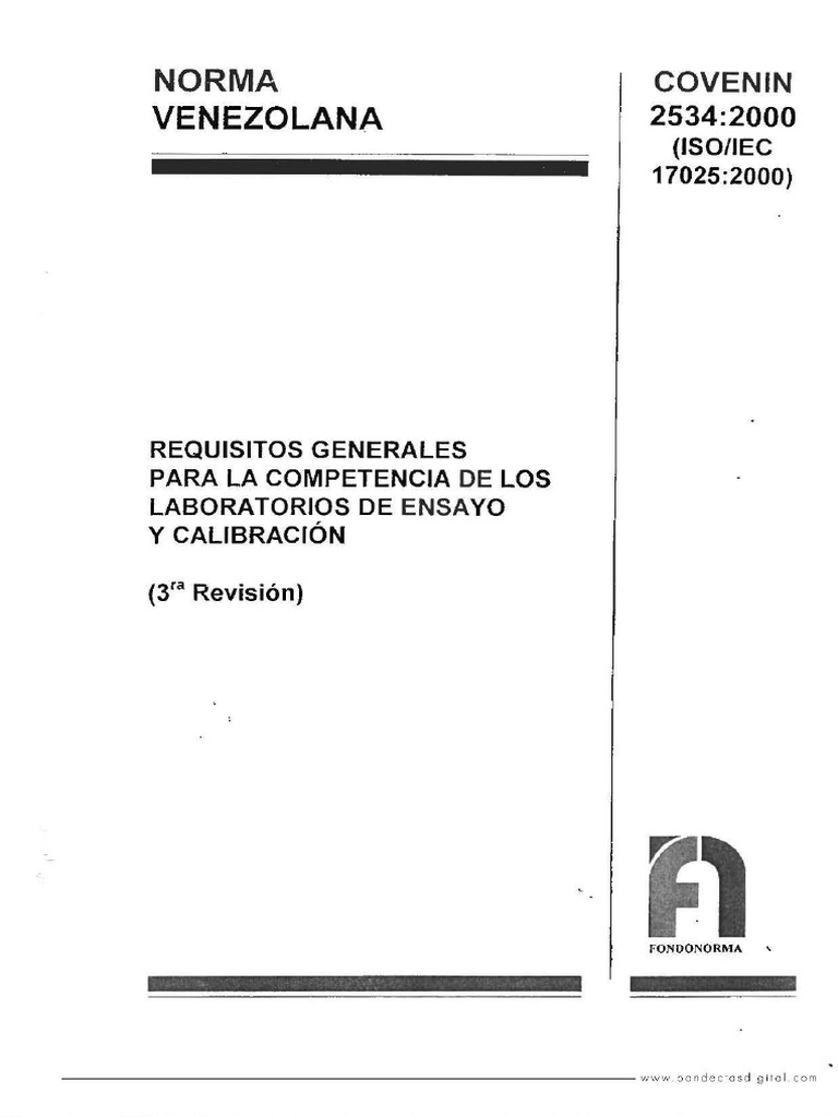 Covenin 2534-2000 | PDF | Calidad (comercial) | Calibración