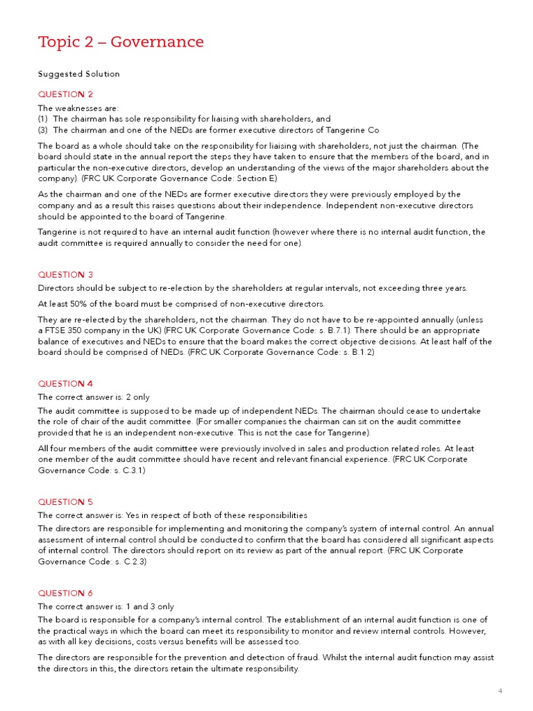 F8 Answers Final Governance And Ethics Pdf Internal Control Audit