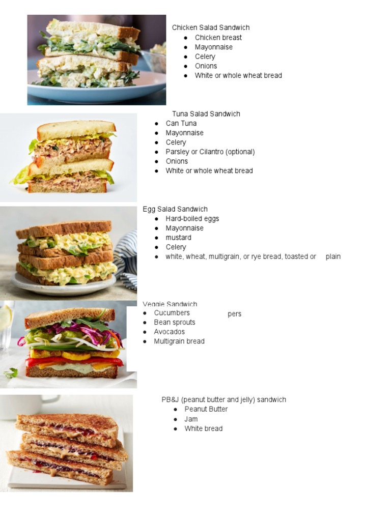 Five Cold Sandwich Recipes | PDF