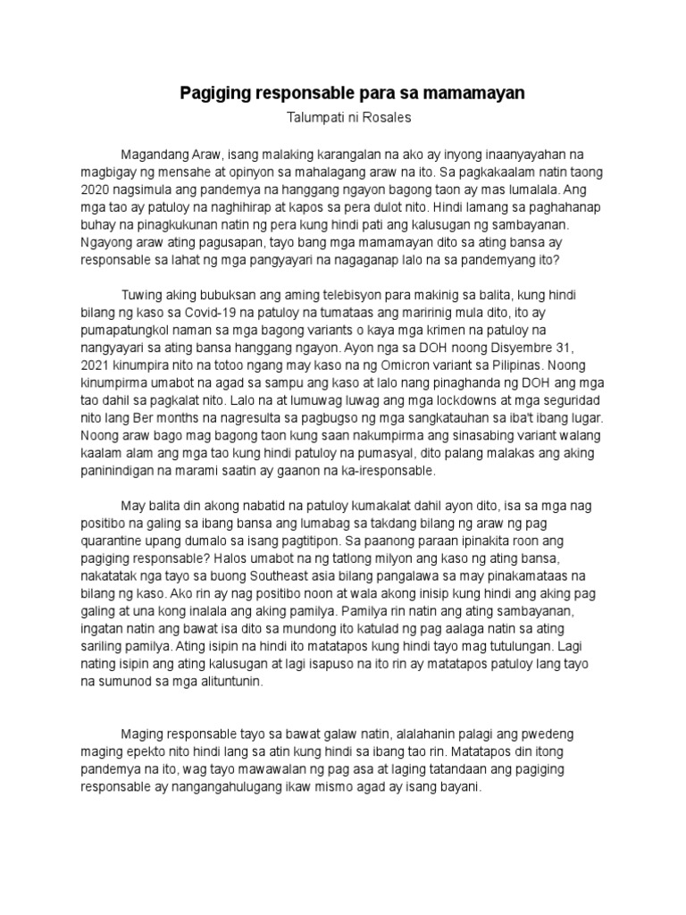 Rosales Talumpati Filipino | PDF