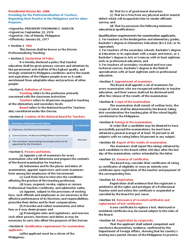 PD 1006 | Download Free PDF | Licensure | Teachers