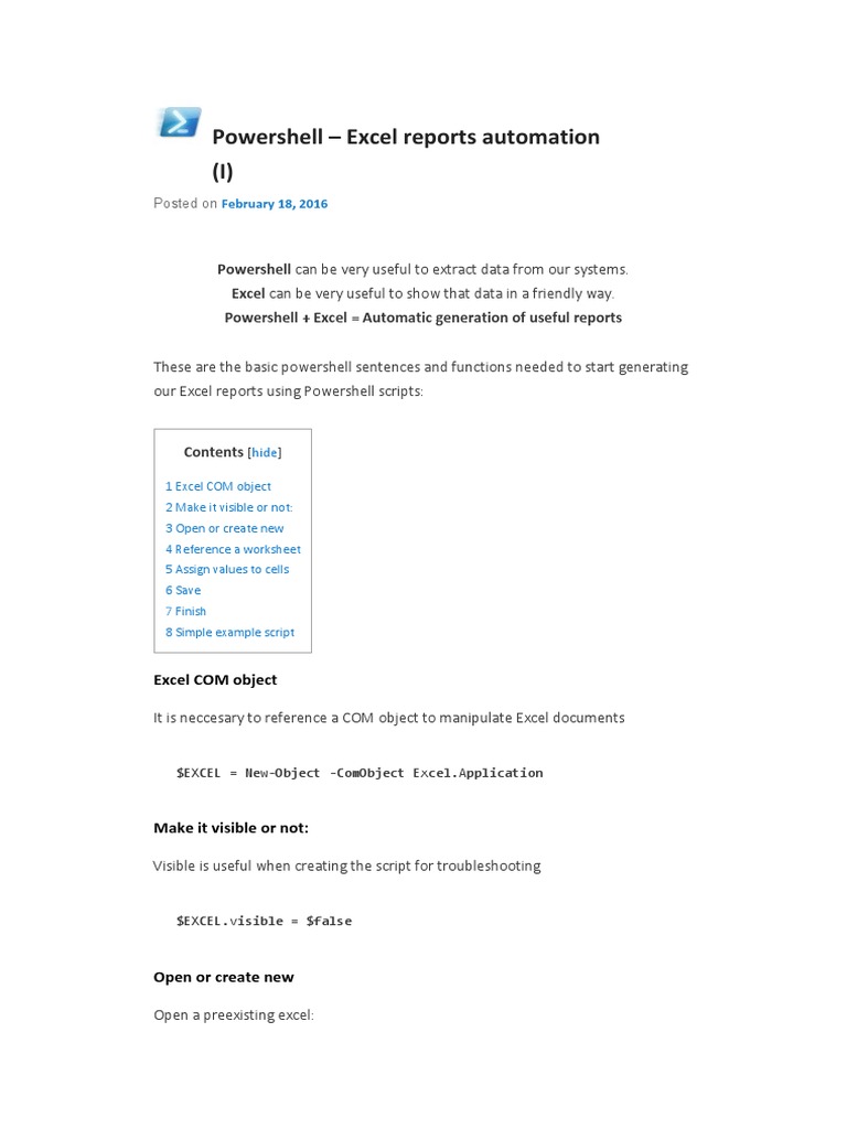 Powershell - Excel Reports Automation (I) | PDF | Microsoft Excel | Information Technology ...